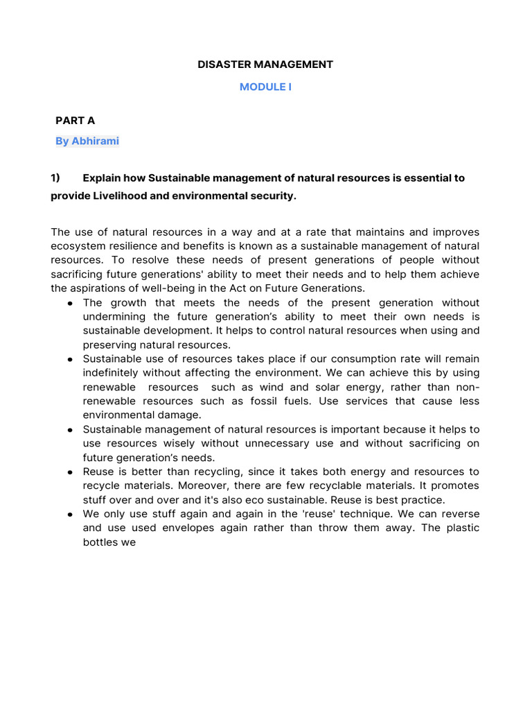 Disaster MGMT Module 1 QB Solutions 2 | PDF | Stress (Biology ...