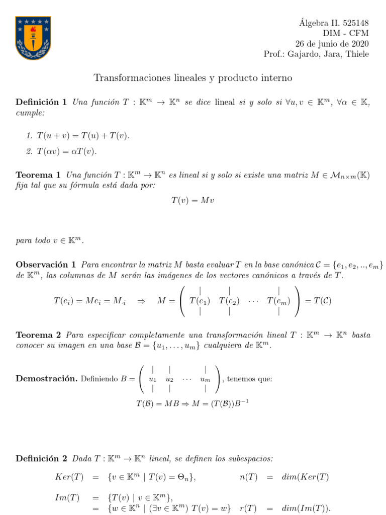 Resumen E2 | PDF | Valores propios y vectores propios | Mapa lineal