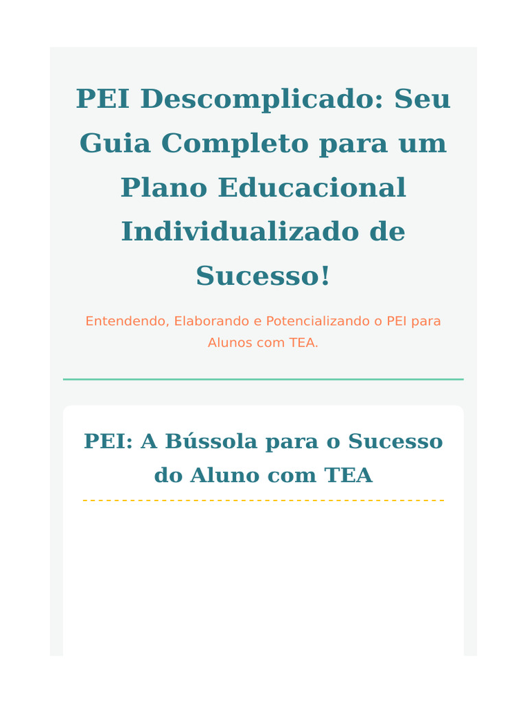 Guia Completo do PEI para Alunos com TEA | PDF | Aprendizado | Comunicação