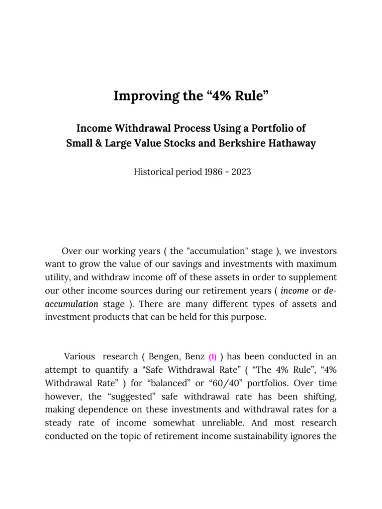 Improving The 4 Percent Rule | PDF | Cost Of Living | Federal Reserve