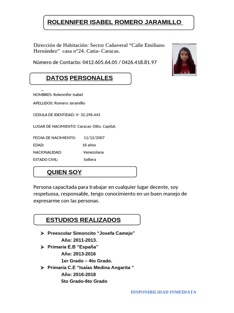 CV Rolennifer Romero | PDF