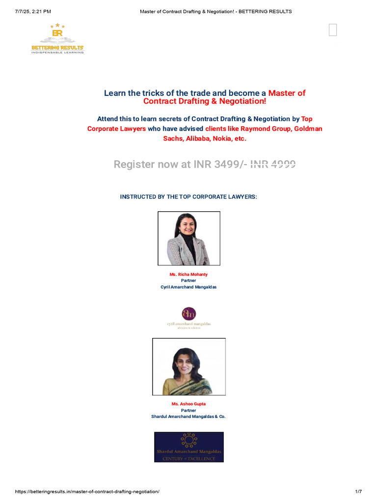 Recorded Master of Contract Drafting & Negotiation! - BETTERING RESULTS ...