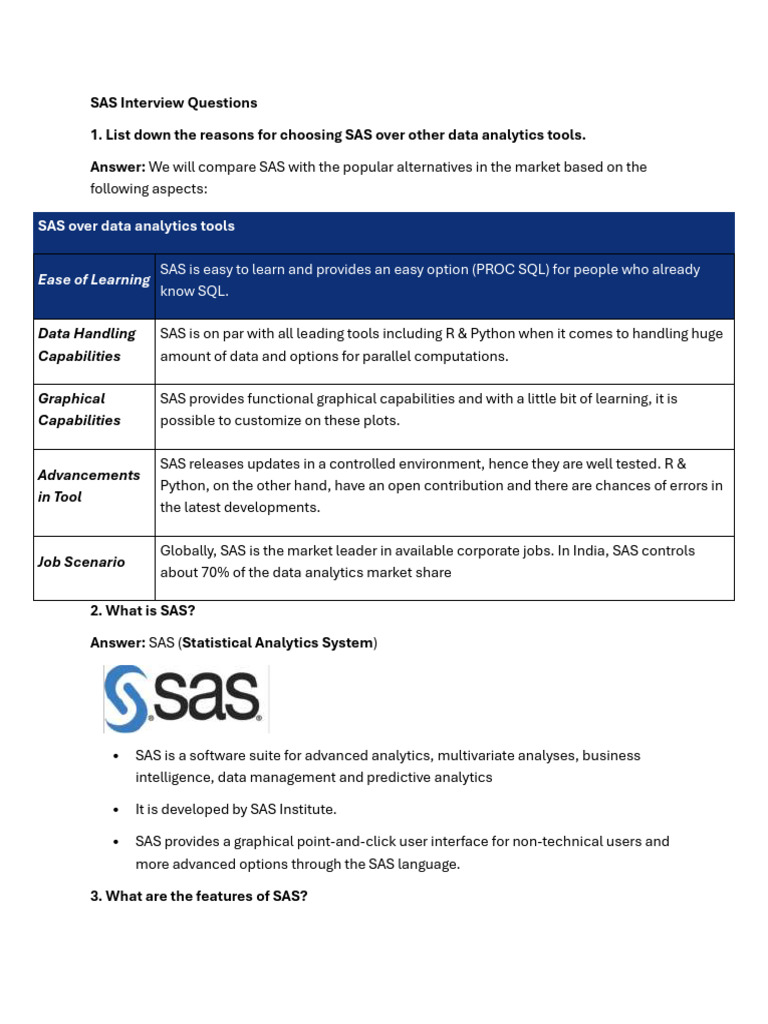 SAS Interview Questions - Edu | PDF | Sas (Software) | Parameter (Computer Programming)