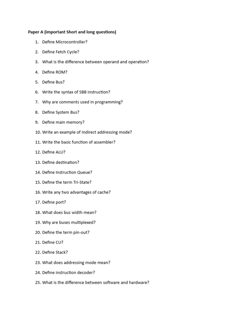 Paper A (1) - (Very Important Short and Long Questions) | PDF