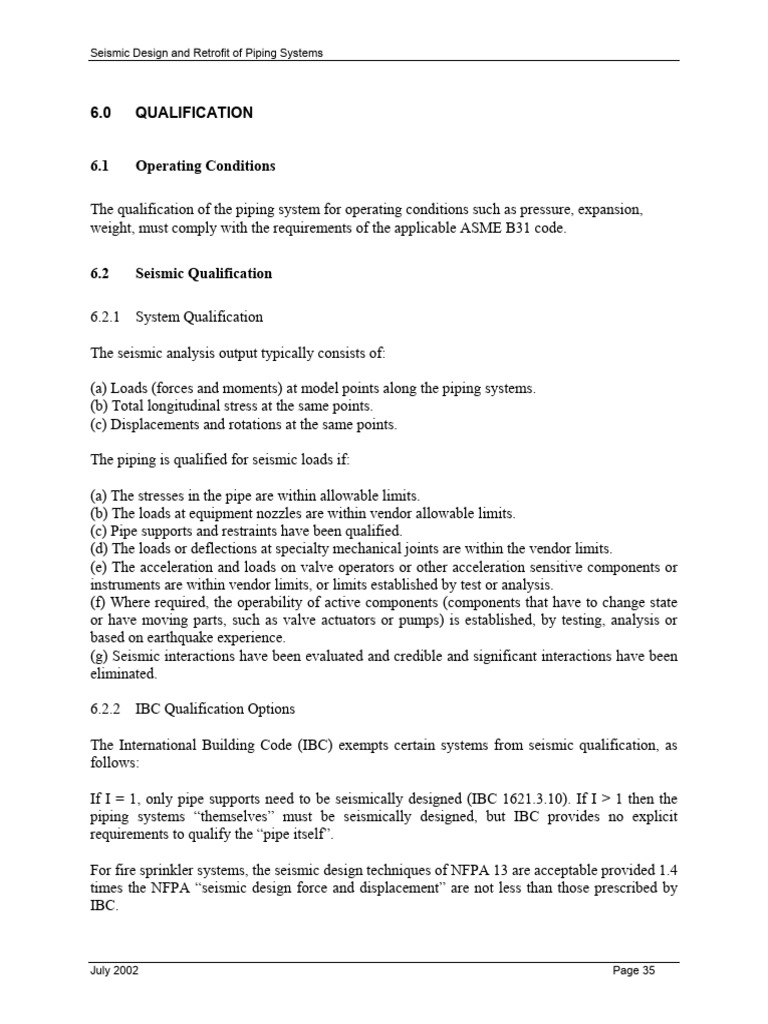 Doc14611-Seismic Design and Retrofit of Piping - Ch6 - Qualification | PDF | Pipe (Fluid ...