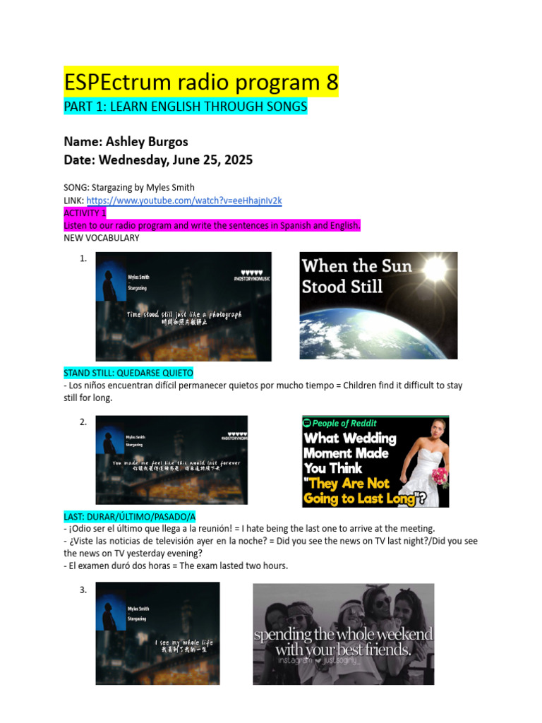 ESPECtrum Program 8 Activities For ALL Levels | PDF