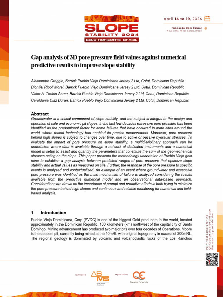 Gap Analysis of 3D Pore Pressure Field Values Against Numerical ...