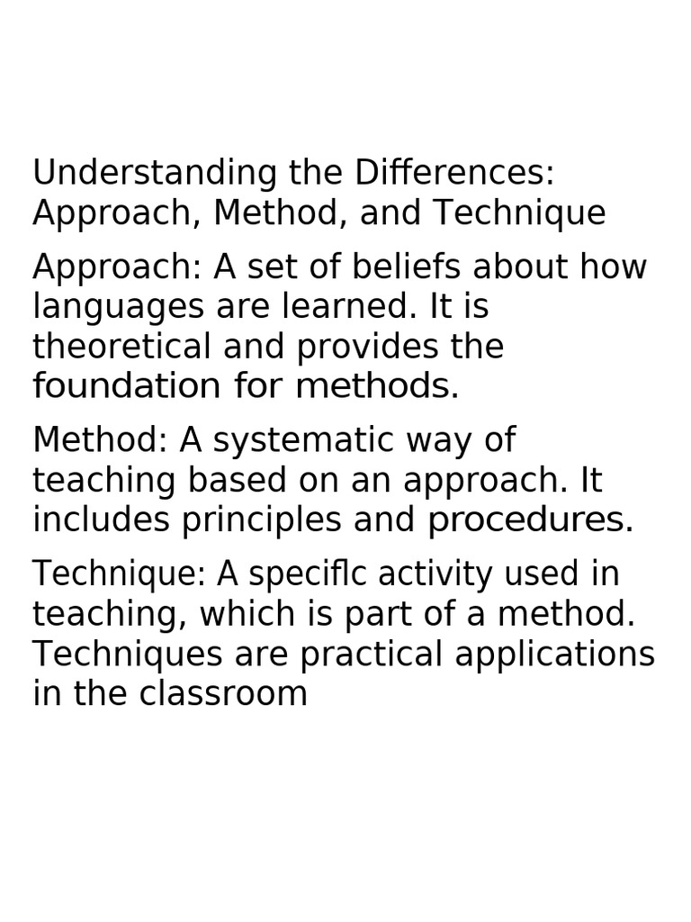 Understanding The Differences Approach, Method, and Technique - 20250212 - 001405 - 0000 | PDF ...