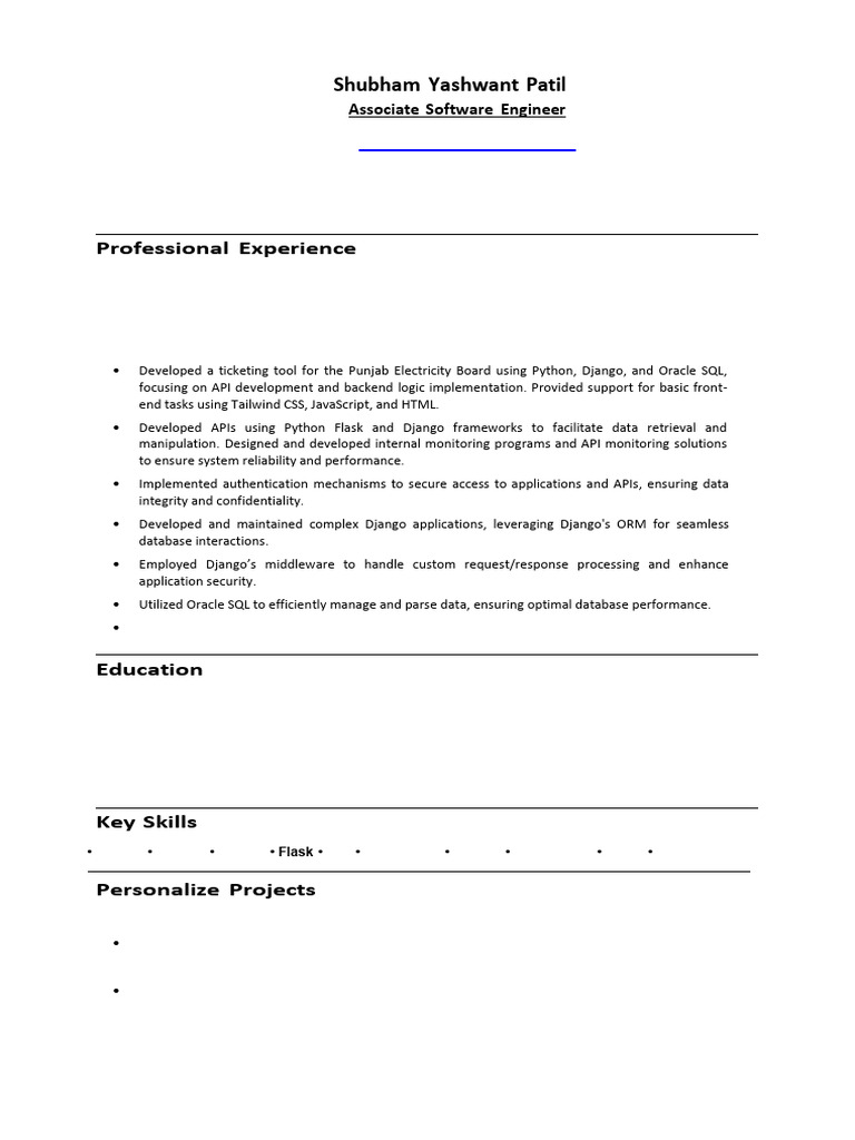 Resume Shubham Patil Python Developer 1 | PDF
