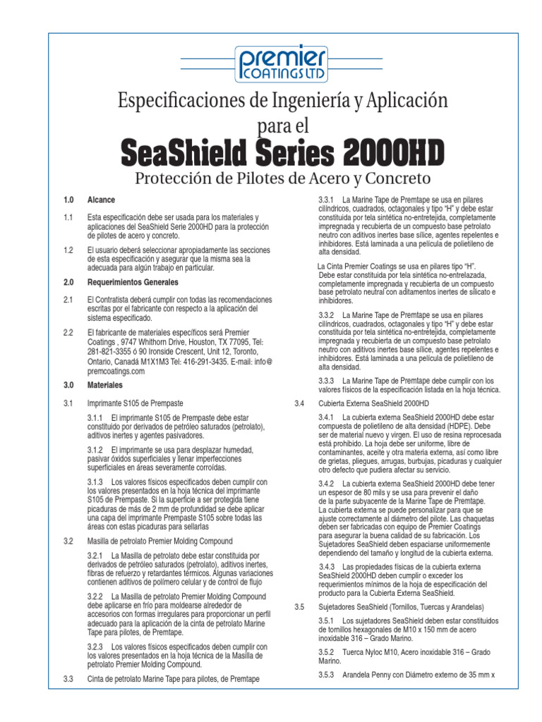 Spanish - SeaShield Series 2000HD Premier | PDF | Tornillo | Materiales