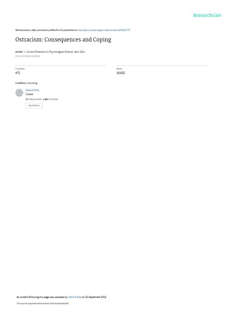 Ostracism: Effects and Coping Strategies | PDF | Social Psychology ...