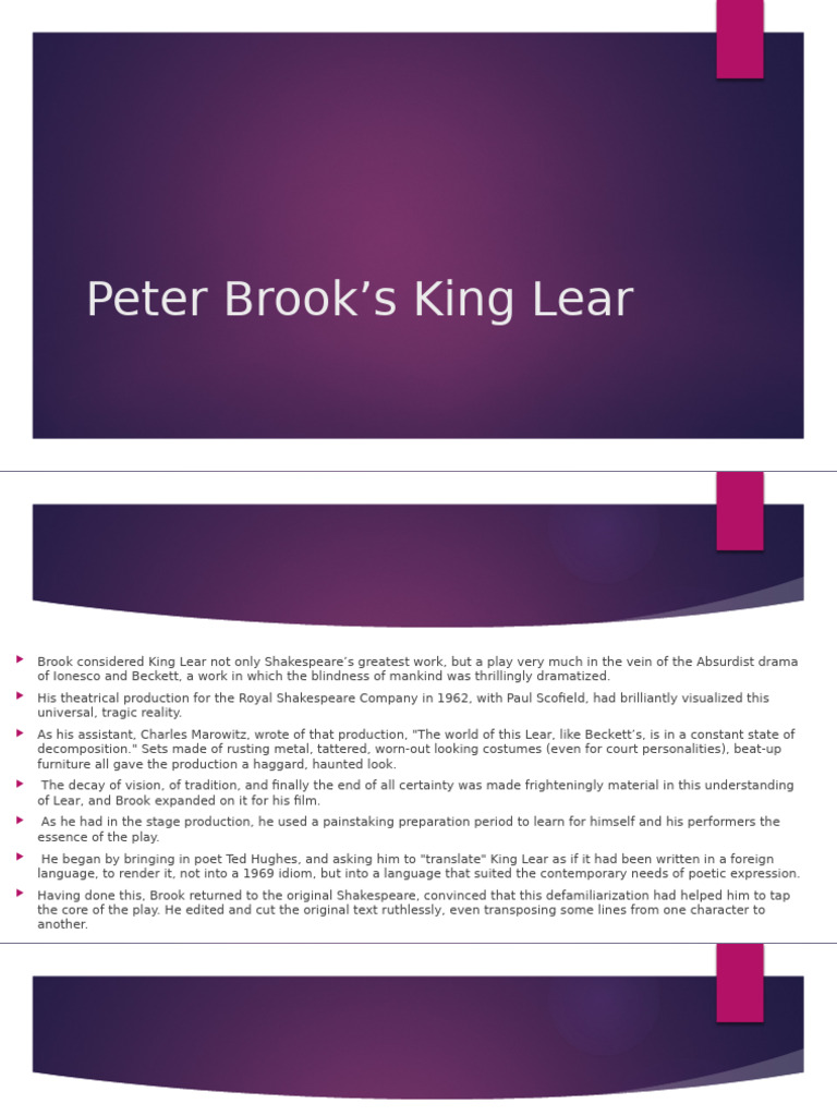 Peter Brook's Vision of King Lear | PDF | King Lear