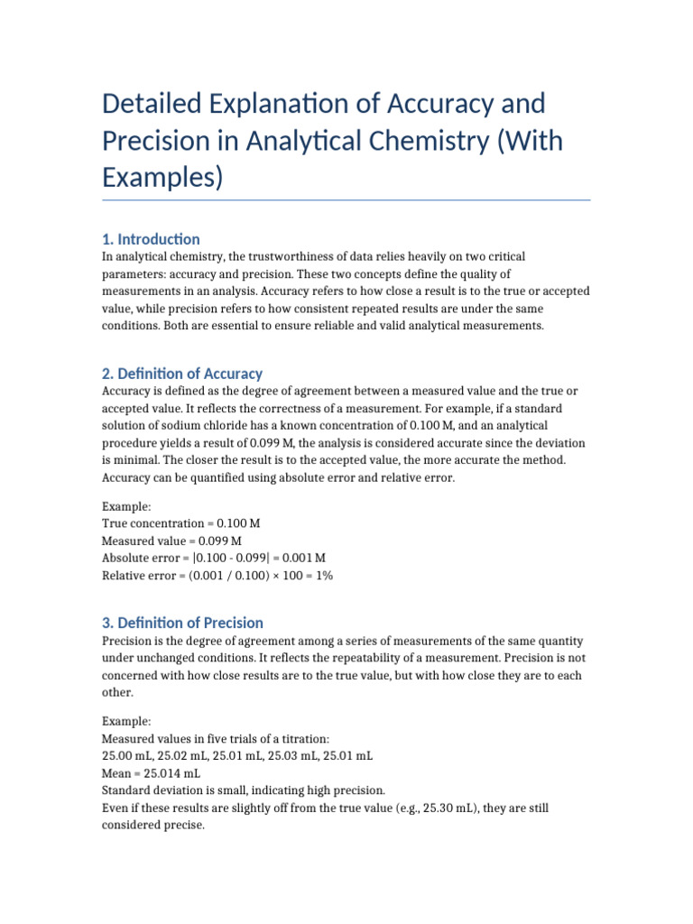 Accuracy and Precision Detailed Examples | PDF | Accuracy And Precision | Observational Error