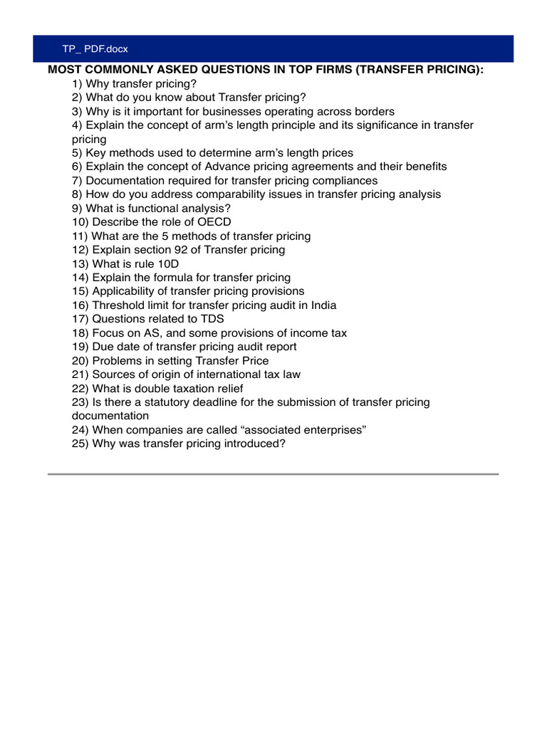 Transfer Pricing | PDF