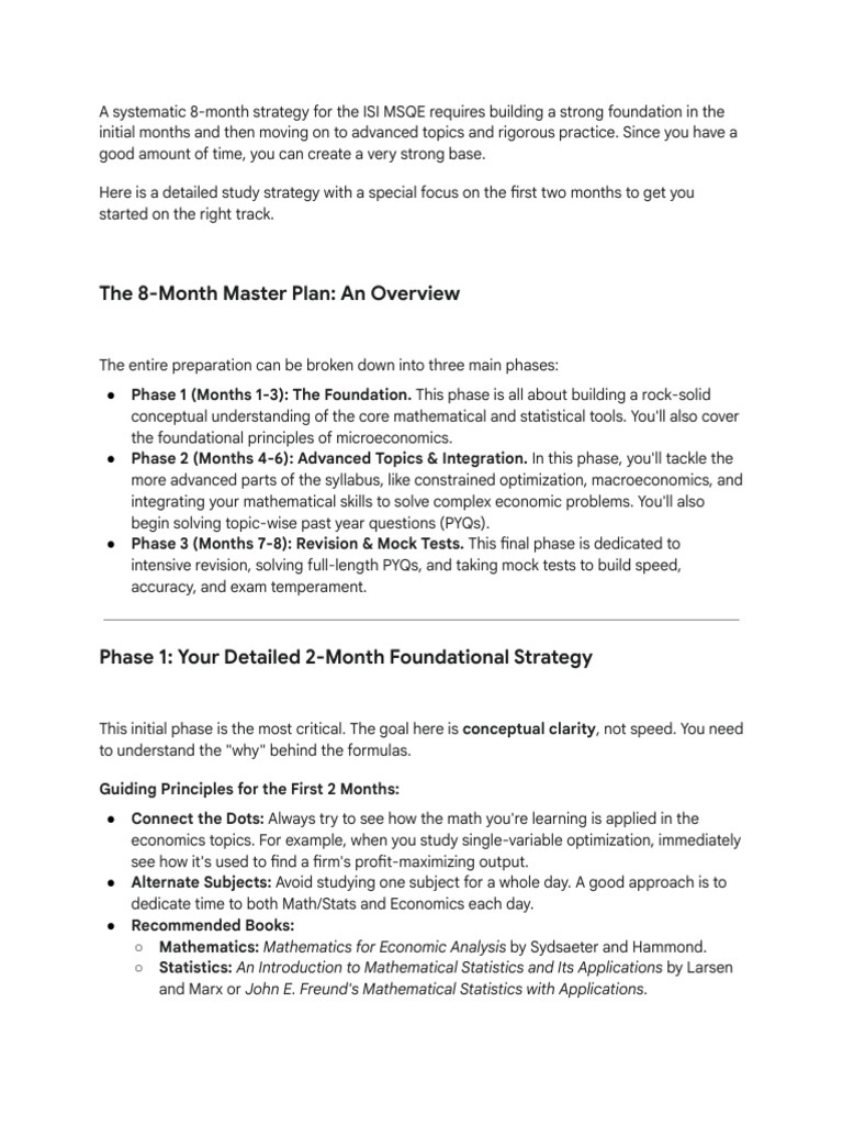 Full 8 Months MSQE Strategy | PDF | Microeconomics | Utility