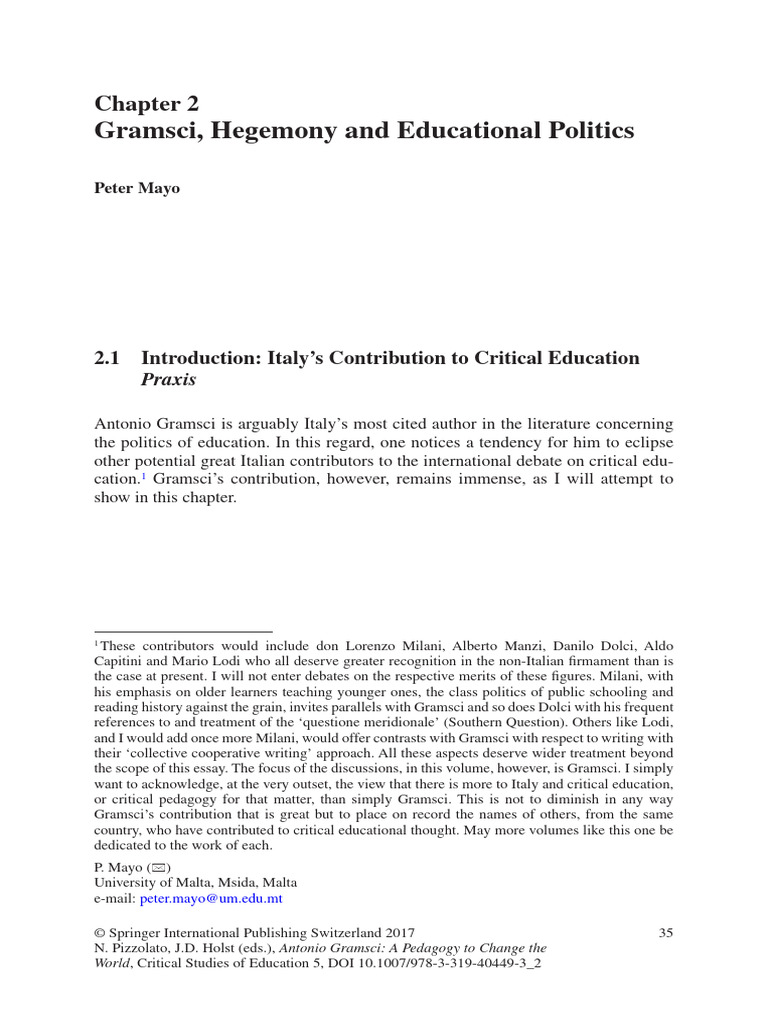 8 - Gramsci, Hegemony and Educational Politics | PDF | Antonio Gramsci