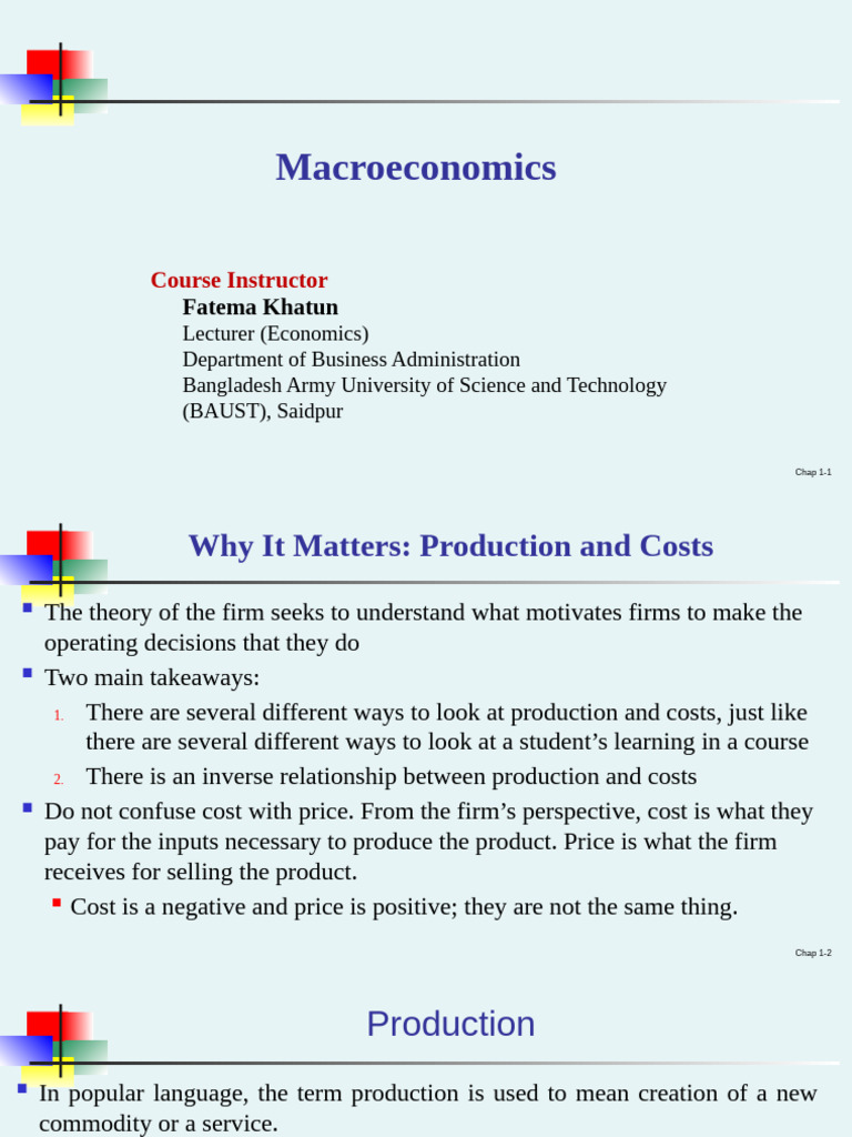 Understanding Production and Costs in Economics | PDF | Production ...