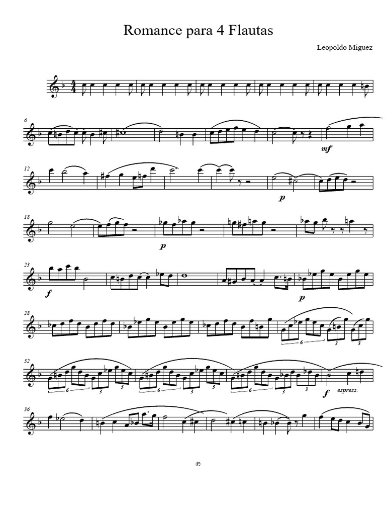 Romance 4 Flautas Partitura - Flute 2 | PDF