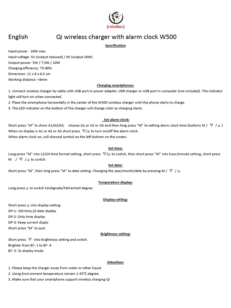 w500 User Manual | PDF