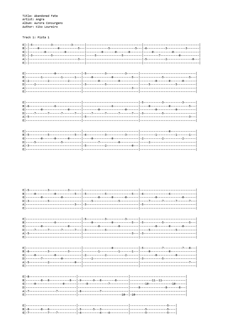 Angra's "Abandoned Fate" Guitar Tabs | PDF