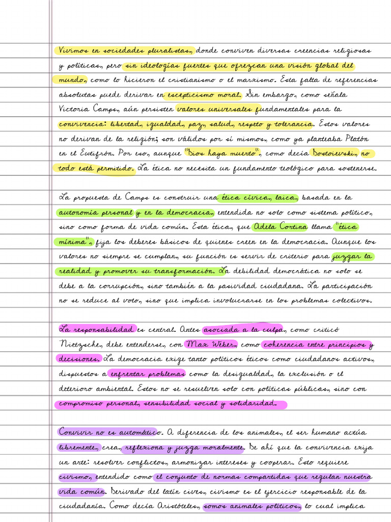 Apuntes Ética Cívica Lectura | PDF