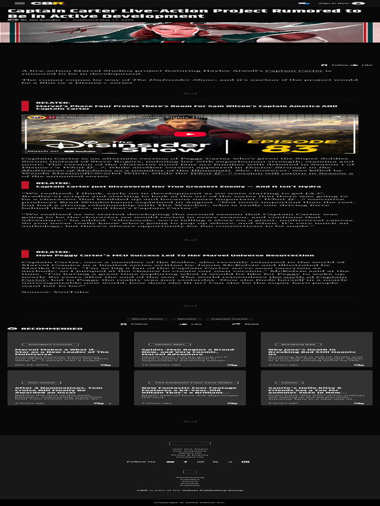 RUMOR Captain Carter Live-Action Project in Active Development | PDF