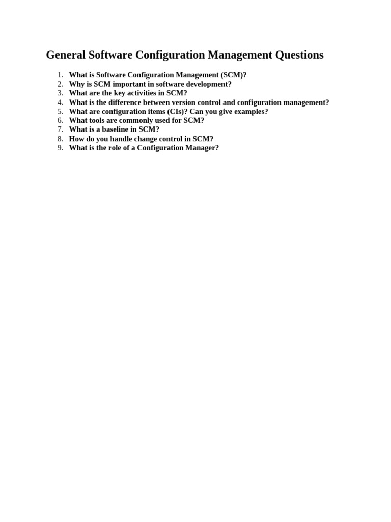 General Software Configuration Management Questions | PDF