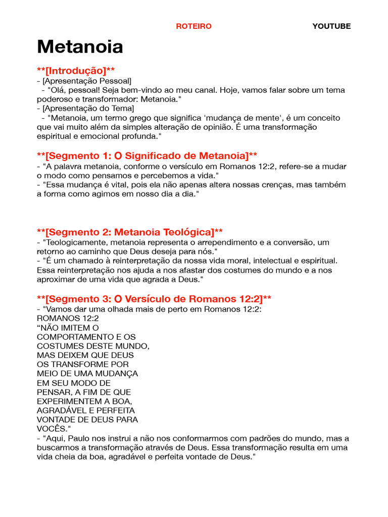 O Que É A Metanoia Na Bíblia | PDF | Apóstolo Paulo | João Batista