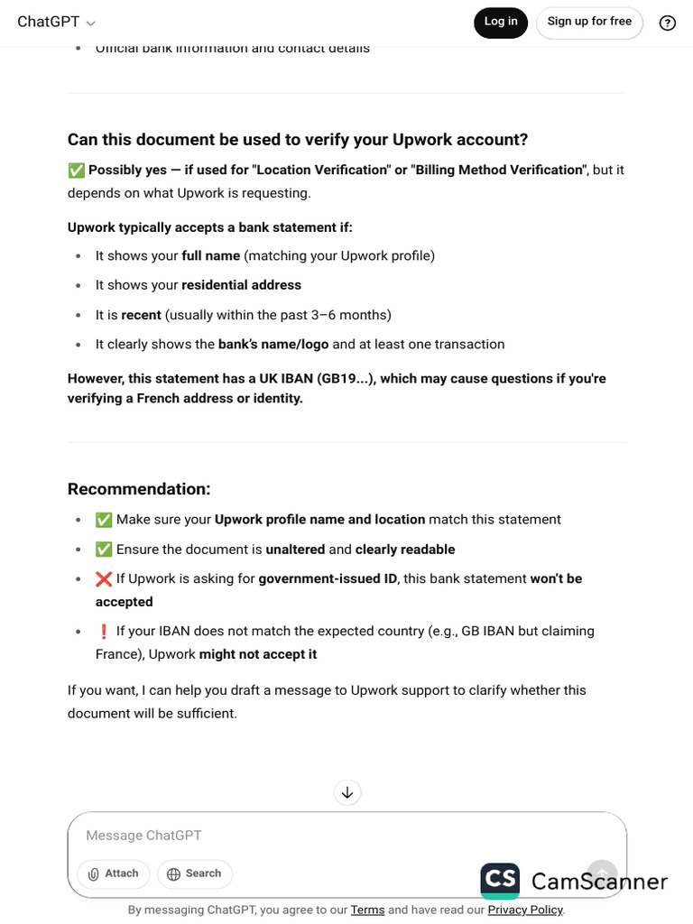 Using Bank Statements for Upwork Verification | PDF