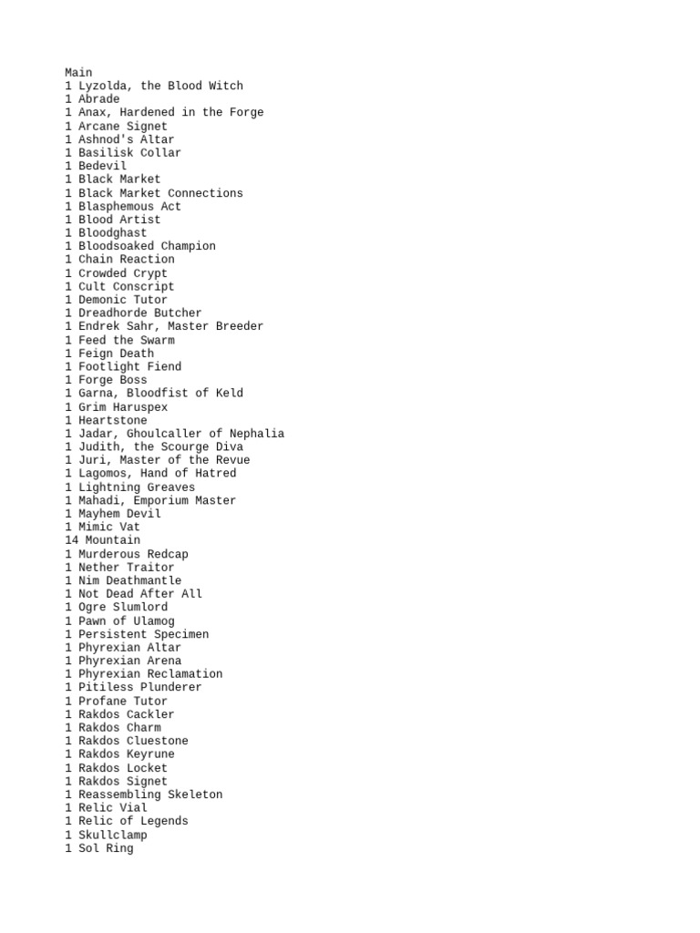 Rakdos EDH Deck List and Strategy | PDF