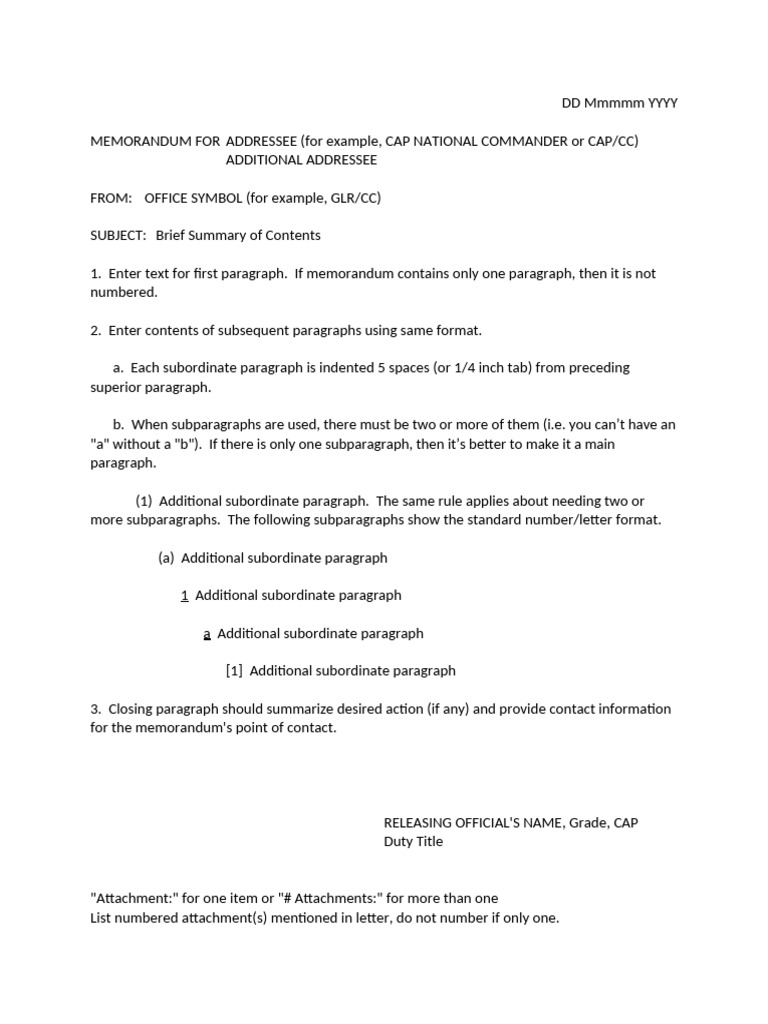 Letter Memorandum Style Without Le 959B28EAE6773 | PDF
