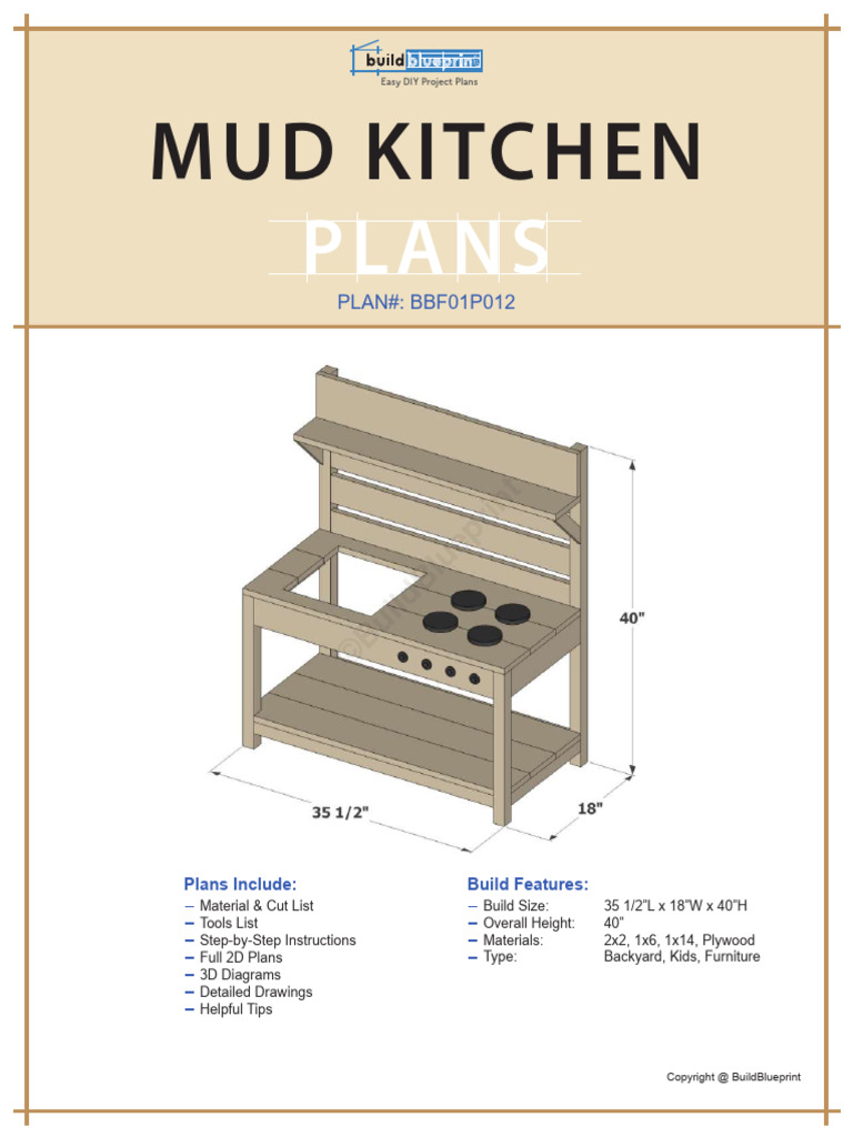 Free Mud Kitchen Plans for Kids | PDF