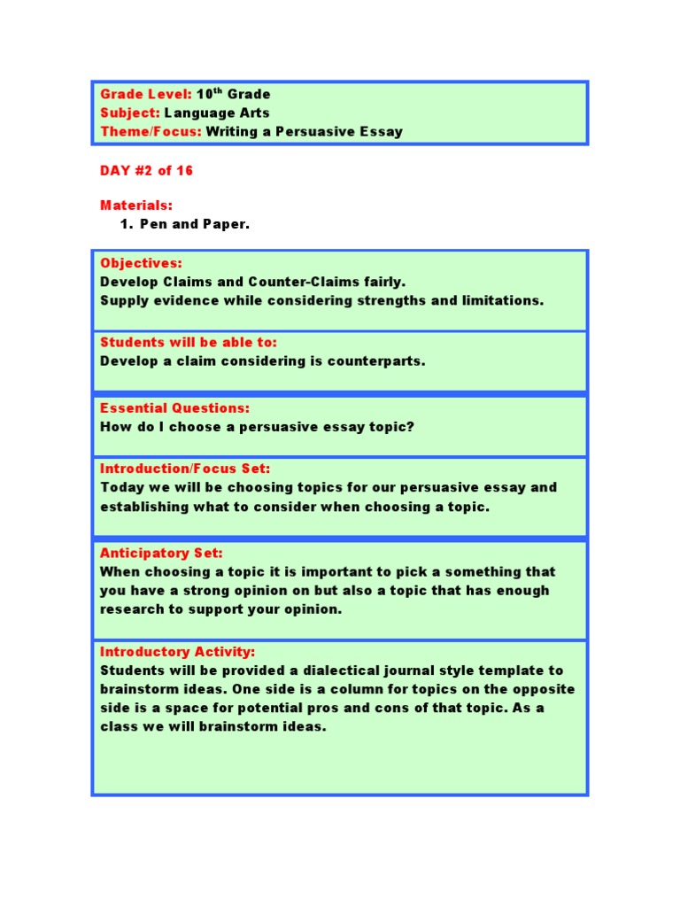 Unit Lesson #2 | PDF | Brainstorming | Essays