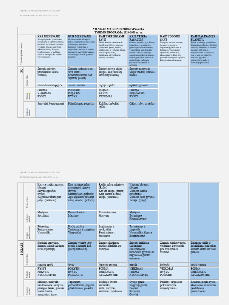 Tyrimo Programa 2024 2025 | PDF