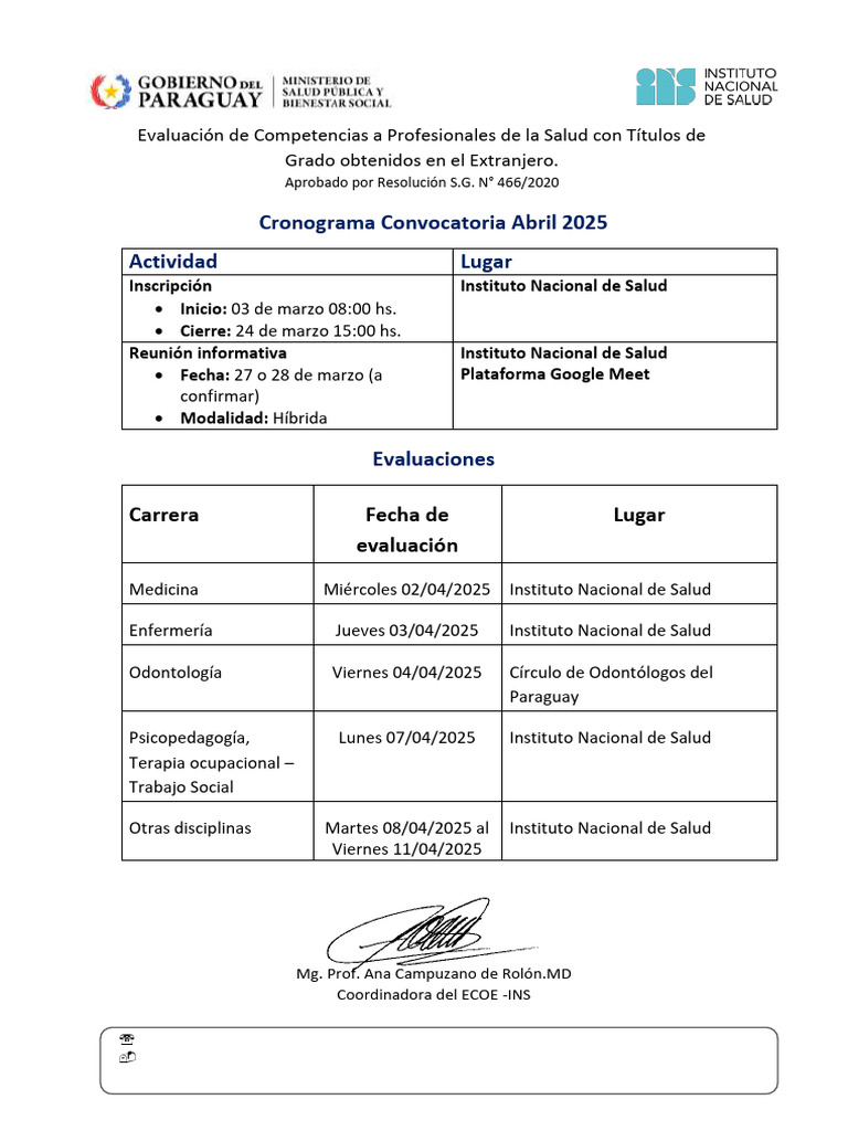 ECOE Convocatoria Abril 2025 | PDF