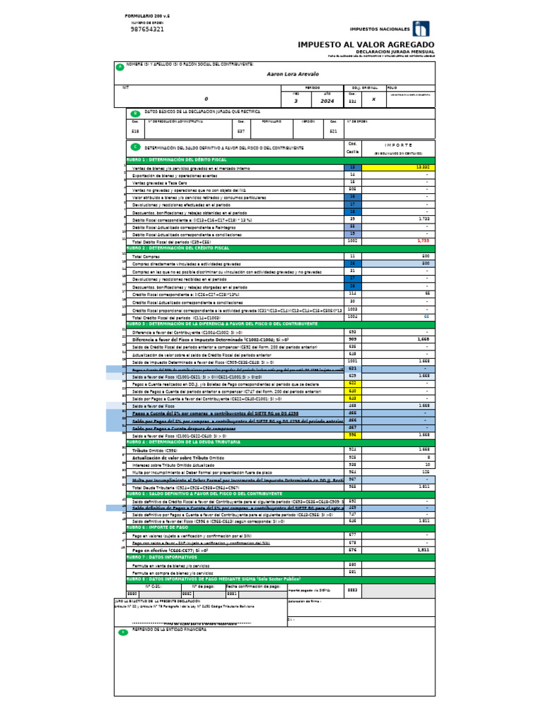Modelo Form 400 y 200 V5 Caso OT 2 | PDF | Impuestos | Servicios (economía)