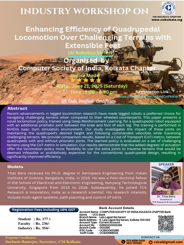 Workshop On Quadrupedal Locomotion | PDF