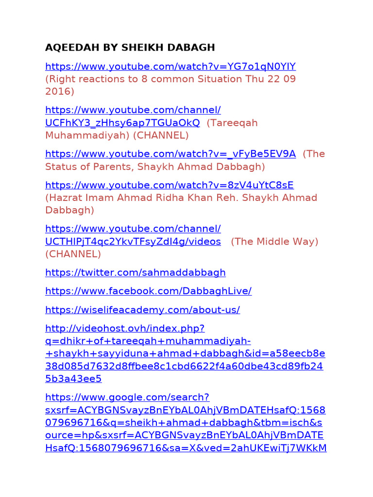 Aqeedah by Sheikh Dabagh | PDF