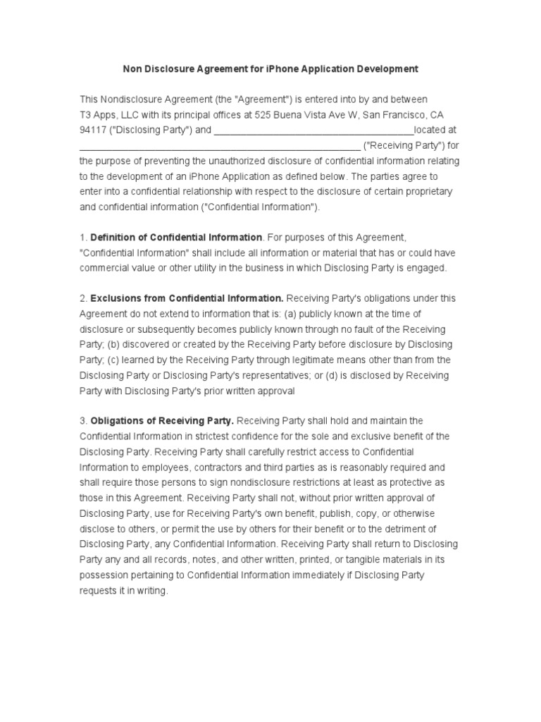 NDA Template - App Empire | PDF | Non Disclosure Agreement | Civil Law ...