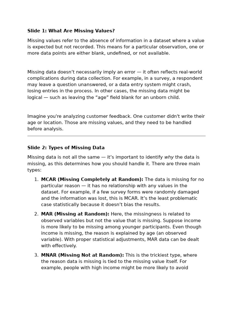 Understanding Missing Values | PDF | Applied Mathematics | Cognitive Science