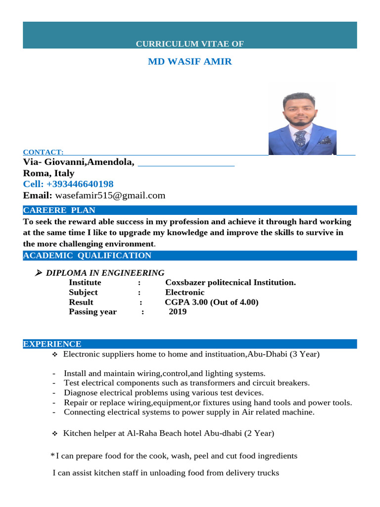 Curriculum Vitae MD Wasif Amir-2025 | PDF