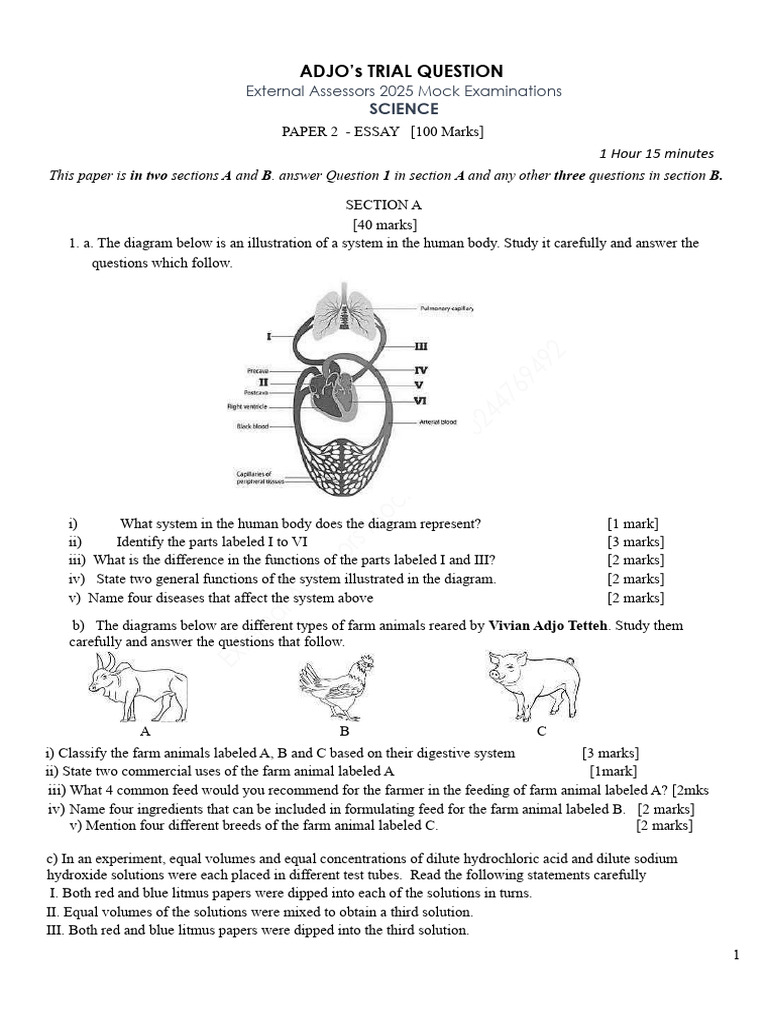 ADJO's Science Mock Exam Questions | PDF | Soil | Greenhouse Effect