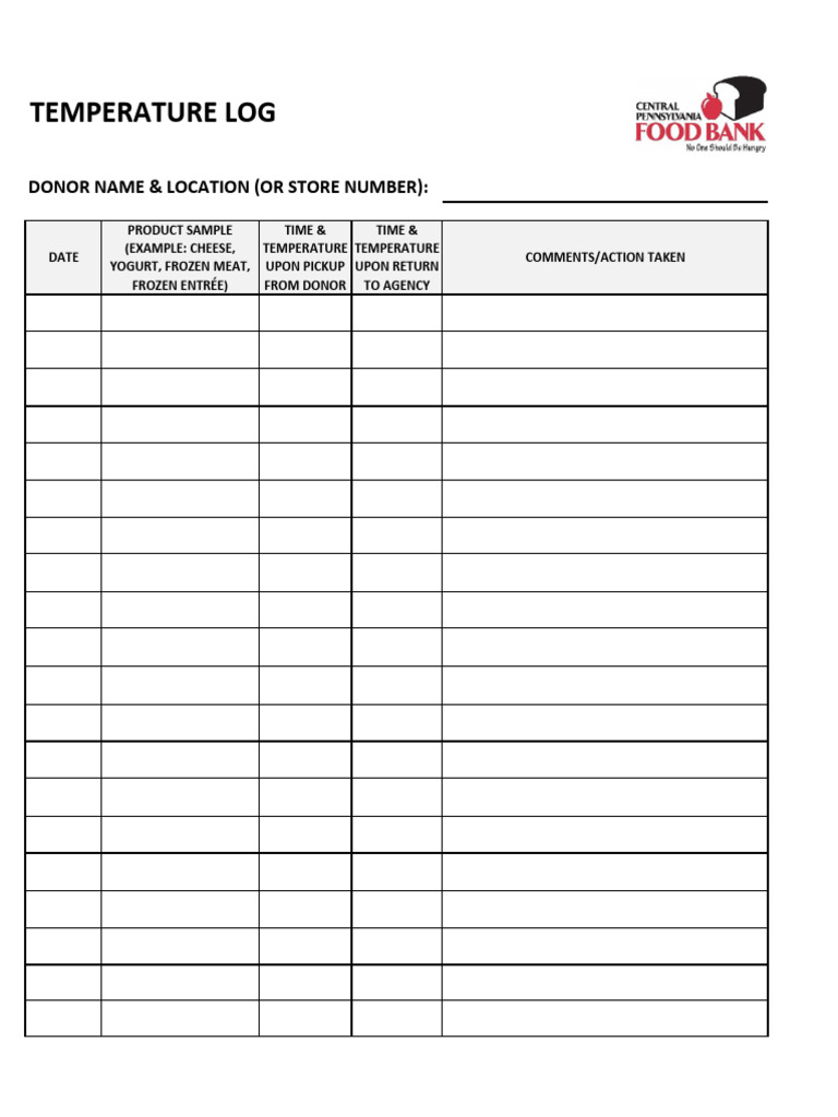 Temperature Control Log For Single Donor | PDF