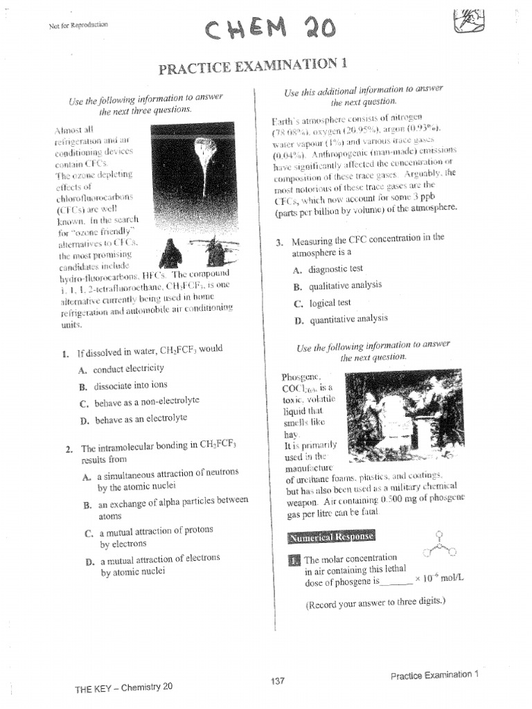 Chem 20 Practice Final With Answers | PDF