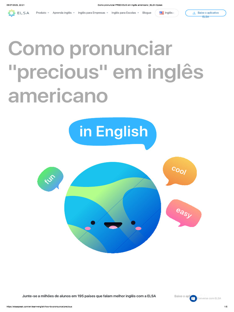 Como Pronunciar PRECIOUS em Inglês Americano - ELSA Speak | PDF ...