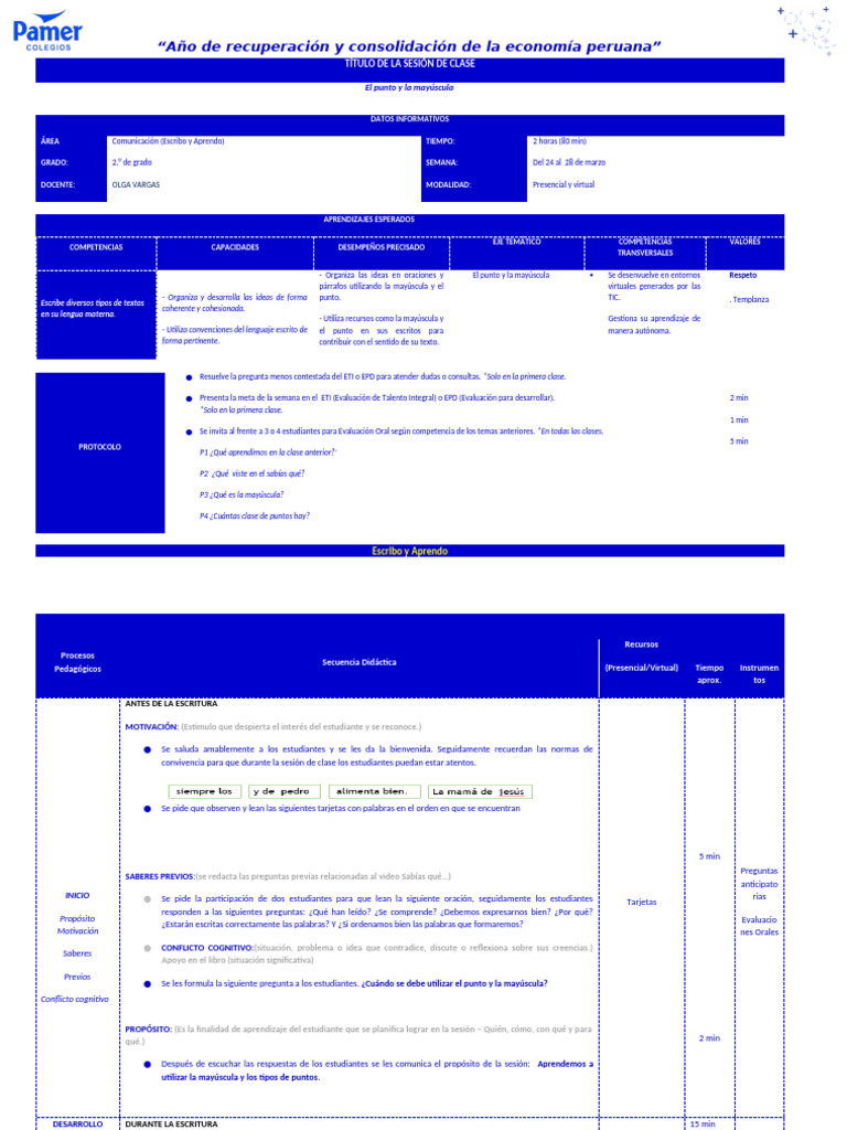 Sesión de Aprendizaje - SEM3 - P2 - Comu - IBIM - (Escribo y Aprendo) - AE 2025 | PDF | Aprendizaje