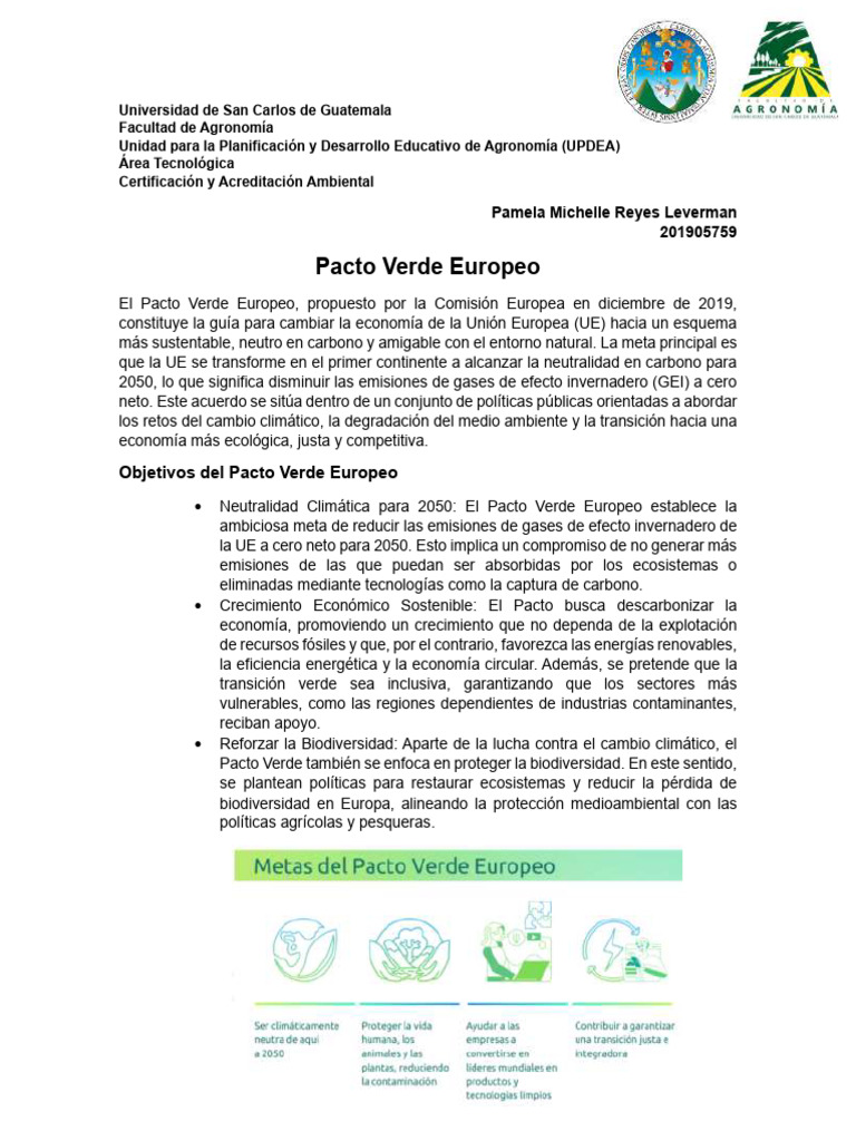 Pacto Verde Europeo: Hacia la Neutralidad 2050 | PDF | Sustentabilidad ...