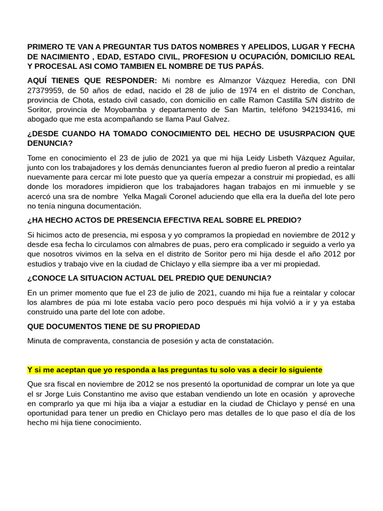 Declaracion Papi | PDF