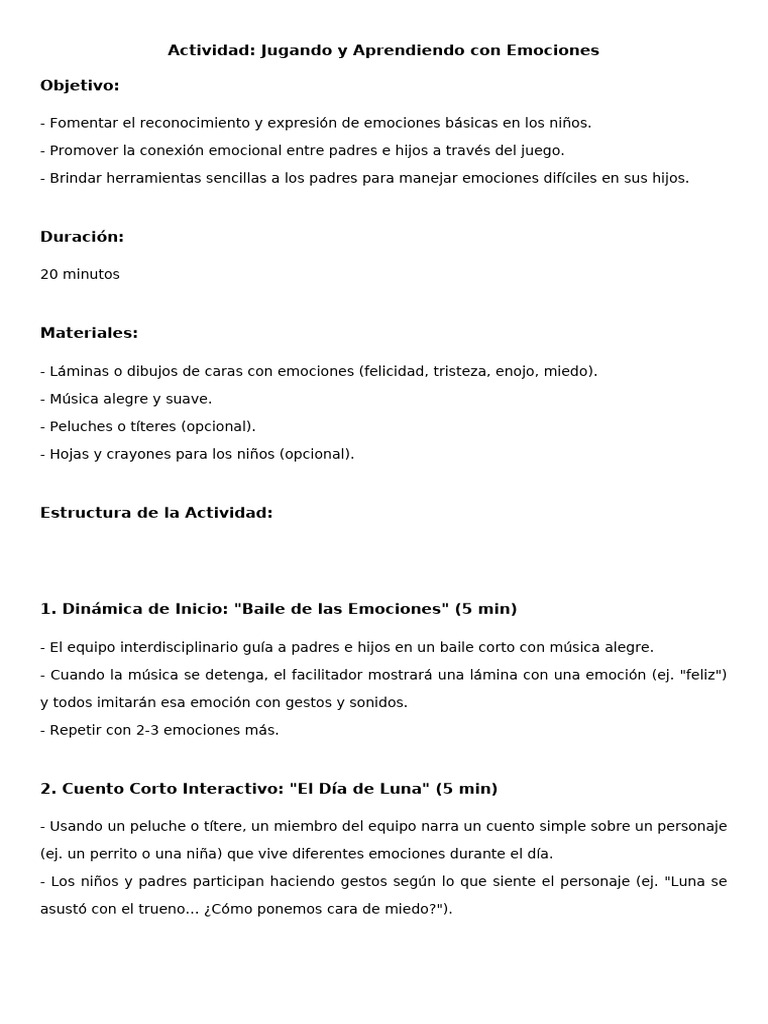 Jugando y Aprendiendo Con Emociones | PDF