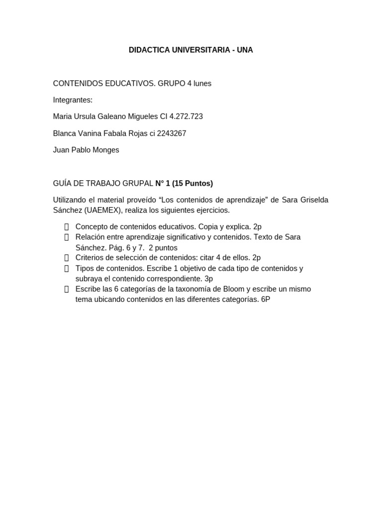 Tareas GRUPO 4 Guía de Trabajo Grupal 1 | PDF | Aprendizaje | Conocimiento